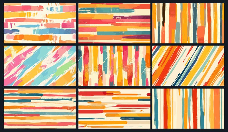 Paint Stripes Pattern. Colorful Grunge Brush Strokes Horizontal ...