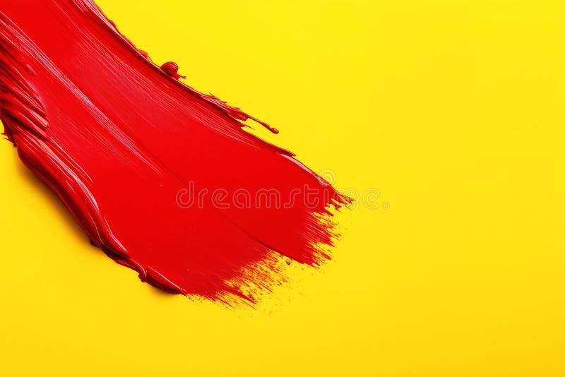 Paint Stroke. a Smear of Thick Red Paint on a Yellow Background Stock ...