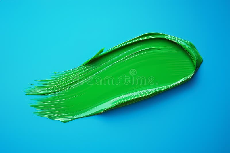 Paint Stroke. Thick Brushstroke of Green Paint on a Blue Stock Illustration - Illustration of ...