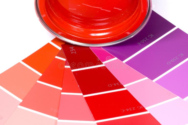 Can of Red Paint and Some Fitting Paint Swatches Stock Photo - Image of ...