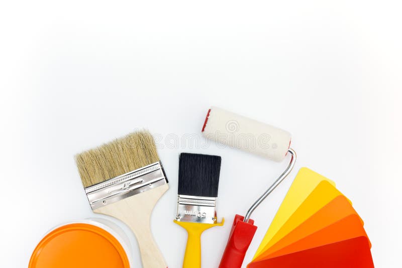 Paint Tools with Color Samples and Can Stock Image - Image of supplies ...