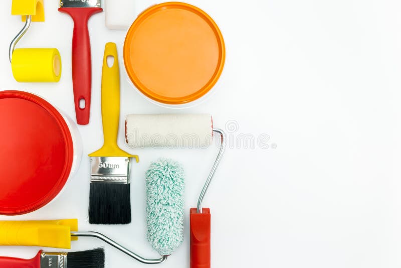 Paint Tools on White Background Stock Photo - Image of indoors ...