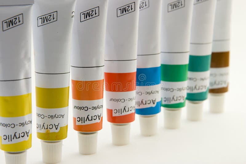 Paint Tubes and Primary Colors on Canvas Stock Image - Image of craft ...