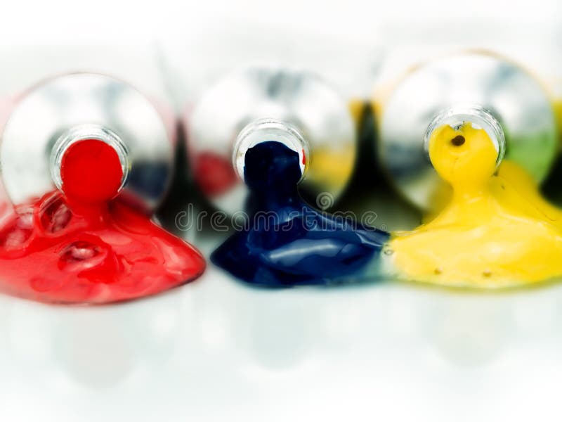 Paint Tubes and Primary Colors on Canvas Stock Image - Image of craft ...