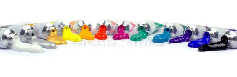 Paint Tubes and Primary Colors on Canvas Stock Image - Image of craft ...