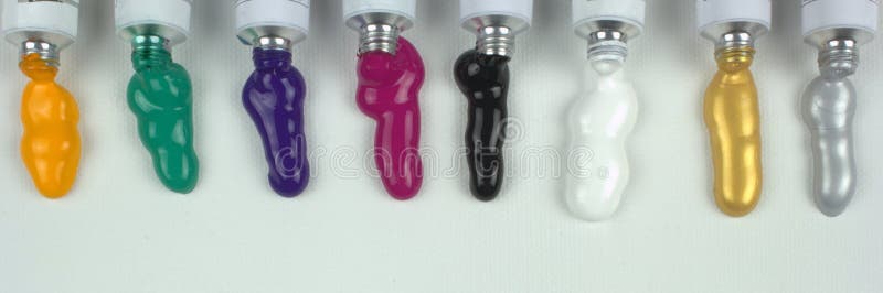 Paint Tubes and Primary Colors on Canvas Stock Image - Image of craft ...