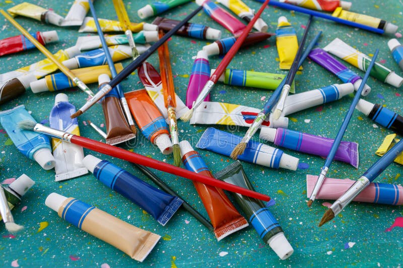 Paint Tubes and Paintbrushes Stock Image - Image of idea, imagination ...