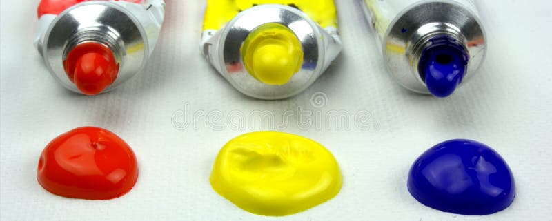 Paint Tubes and Primary Colors on Canvas Stock Image - Image of craft ...