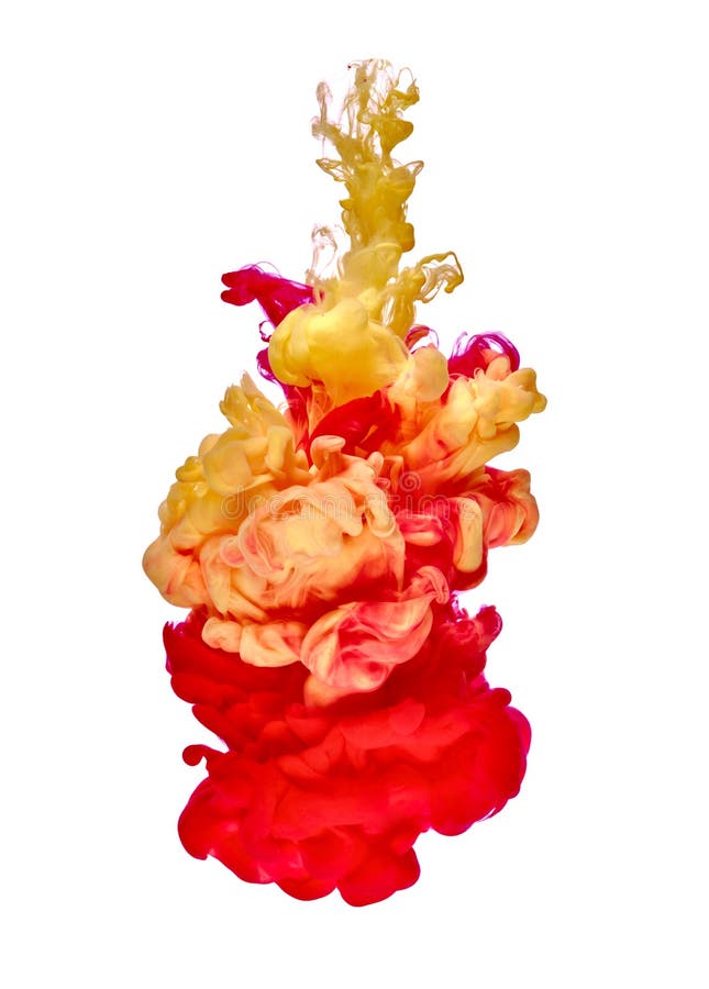 Paint in Water Color Liquid Red Yellow Stock Image - Image of liquid ...