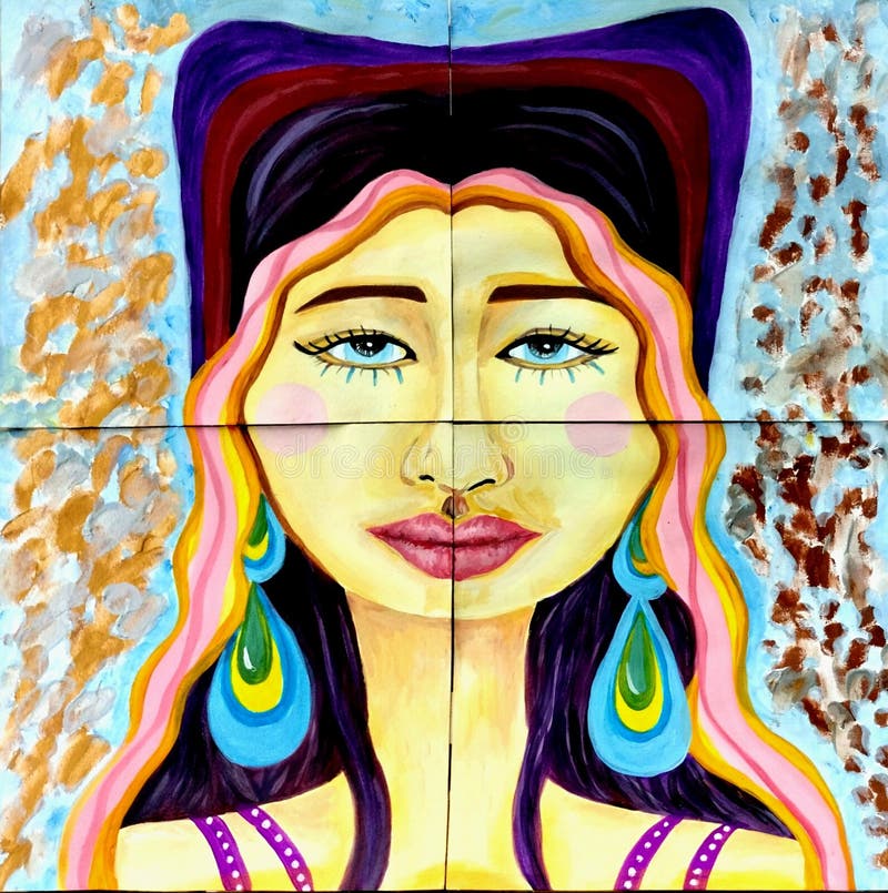 A Paint of Woman Portrait Head Stock Photo - Image of woman, portrait ...