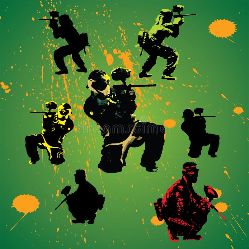 Paintball Concept Vector Illustration with Colors Stock Vector ...