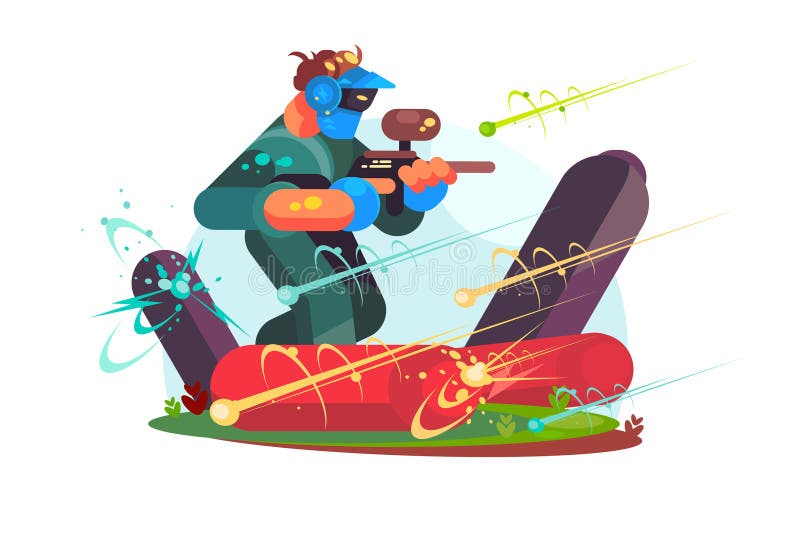 Paintball Battle Action stock vector. Illustration of field - 326576465