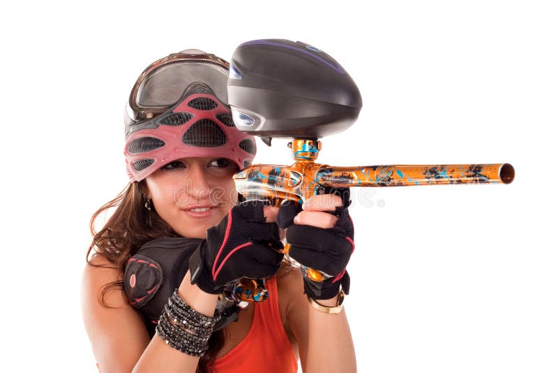 Paintball girl stock photo. Image of mask, bodyguard - 13539706