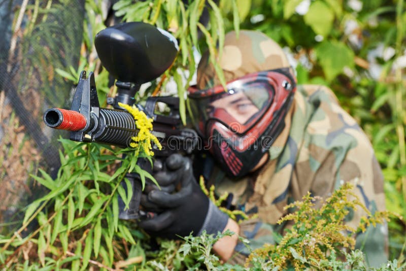Paintball player head shot stock photo. Image of safety - 19626012
