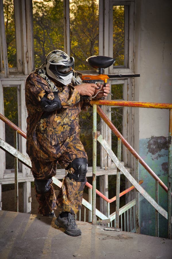 Paintball player stock photo. Image of mask, nature, aiming - 44549326