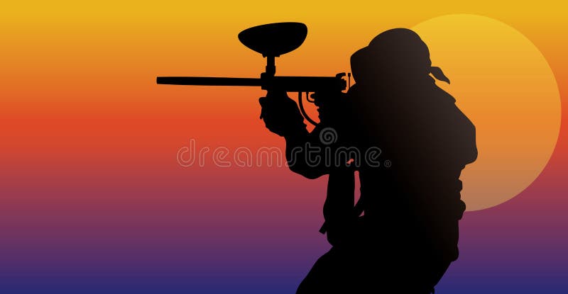 Silhouette of a Paintball Player Vector Stock Vector - Illustration of ...