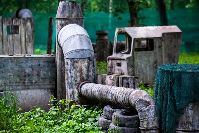 Paintball Shooting Range. Paintball Territory in the Forest Stock Image ...