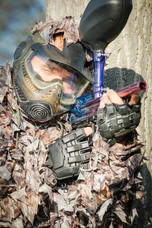 Paintball sport player stock photo. Image of activity - 44180694
