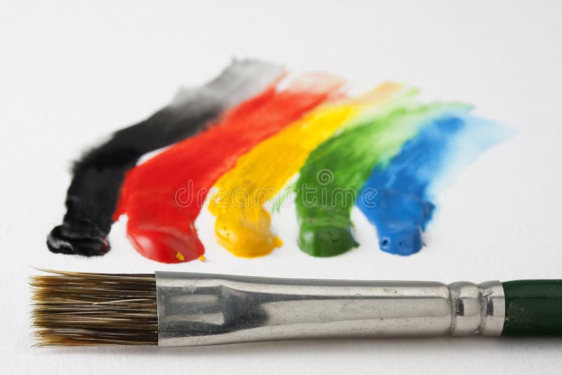 Paintbrush and 5 Dabs of Watercolor Paint Stock Image - Image of smudge ...