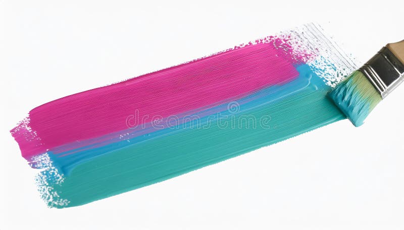 Paintbrush is Creating a Vibrant Pink and Blue Acrylic Paint Stripe ...