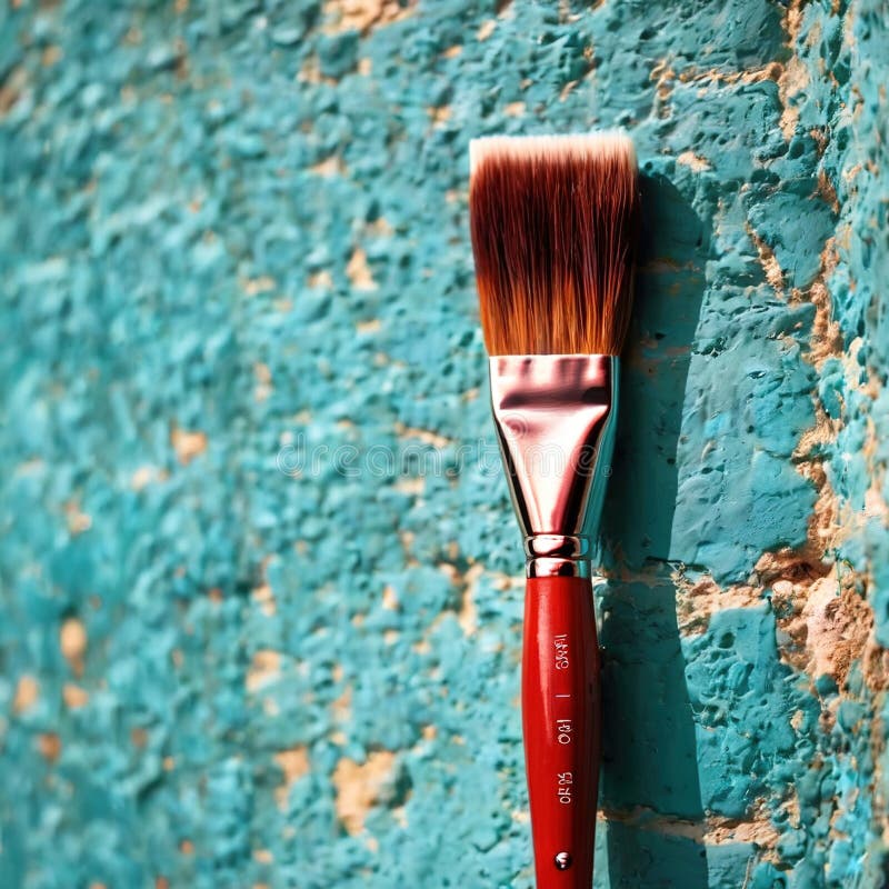 Paintbrush on Aqua Wall Color Design Concept Stock Illustration ...