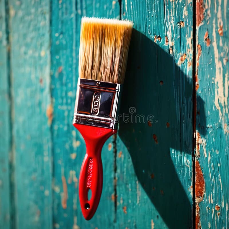 Paintbrush on Aqua Wall Color Design Concept Stock Illustration ...