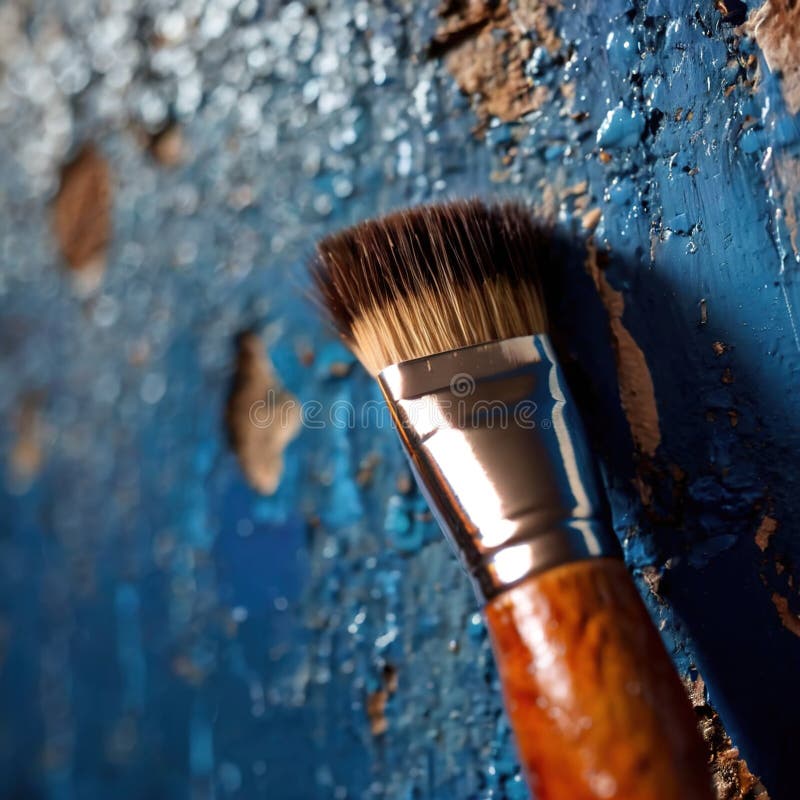 Paintbrush on Azure Wall Color Design Concept Stock Illustration ...
