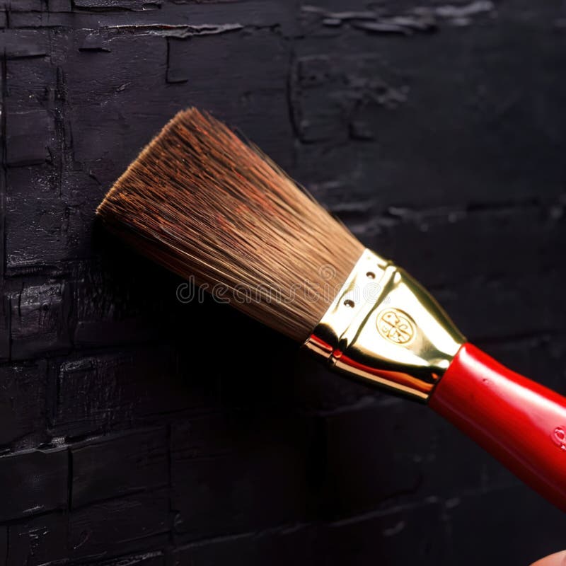 Paintbrush on Black Wall Color Design Concept Stock Illustration ...