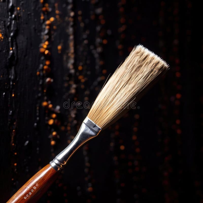 Paintbrush on Black Wall Color Design Concept Stock Illustration ...
