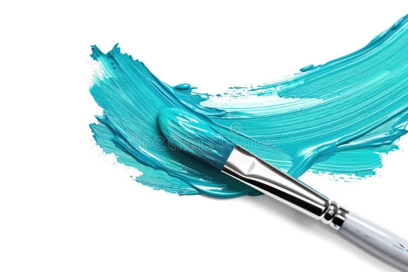 A Paintbrush with Blue Paint on a White Background. Perfect for ...