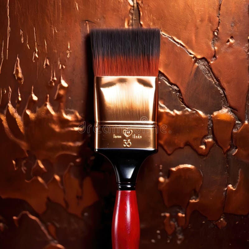 Paintbrush on Bronze Wall Color Design Concept Stock Illustration ...