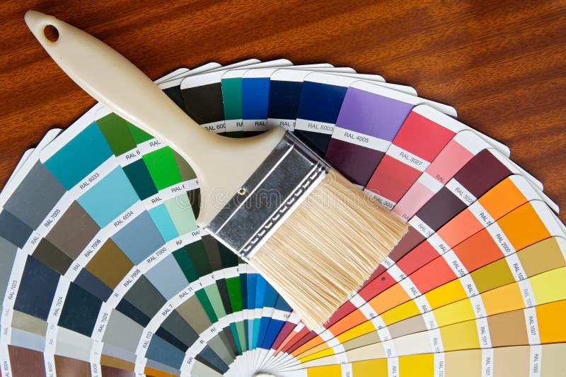Paintbrush with Card of Colors Stock Photo - Image of gauze, interior ...