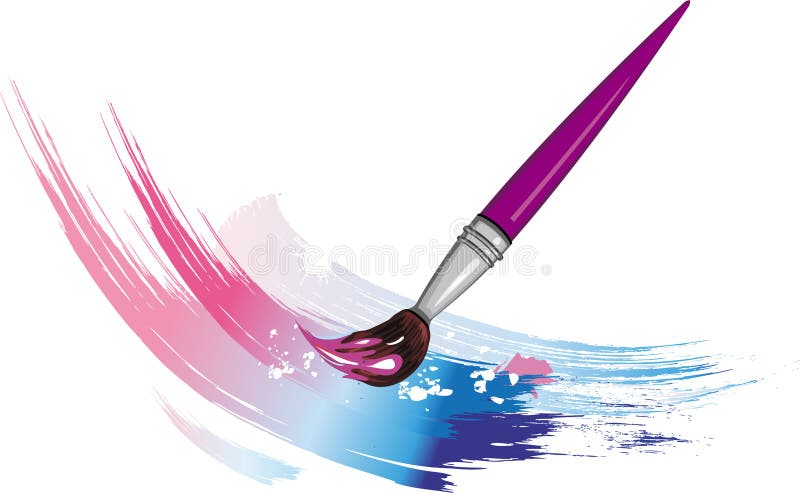 Paintbrush with Color Paint Splashes Stock Vector - Illustration of ...