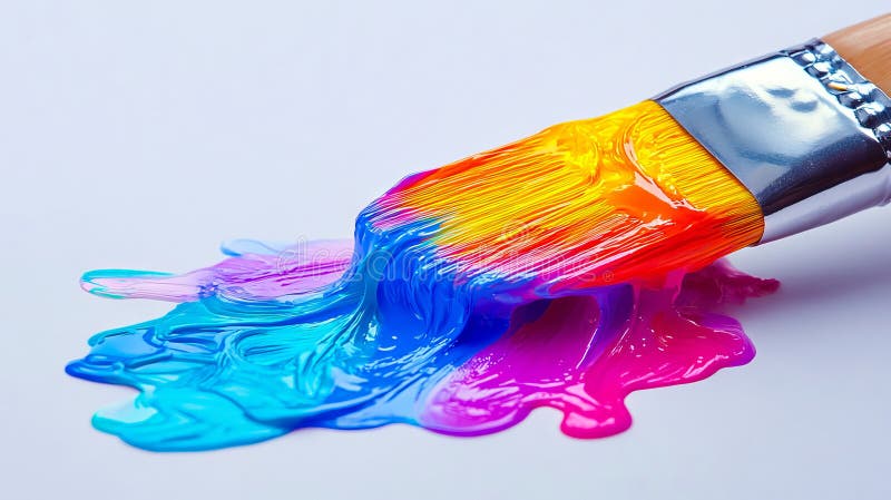 A Paintbrush with a Colorful Paint Splashing Out of it Stock Photo ...