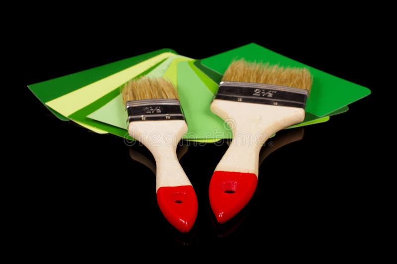 Paintbrush and Colour Sample Cards Stock Photo - Image of hair, colour ...