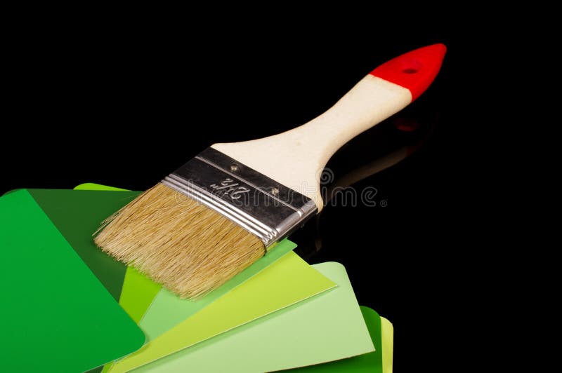 Paintbrush and Colour Sample Cards Stock Image - Image of painter ...