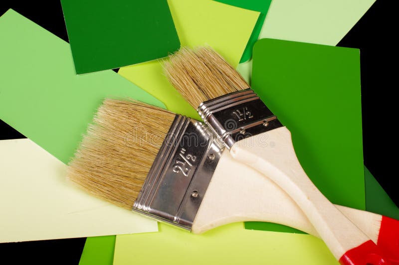 Paintbrush and Colour Sample Cards Stock Photo - Image of card ...