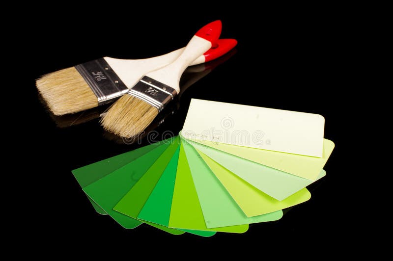 Paintbrush and Colour Sample Cards Stock Image - Image of brush ...