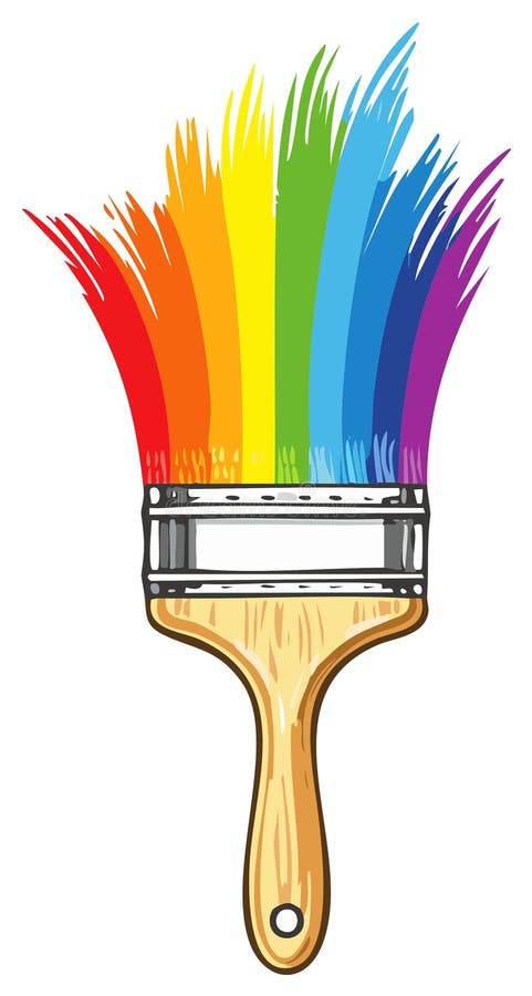 Paintbrush Drawing Rainbow Colors Concept for Creativity and Design ...