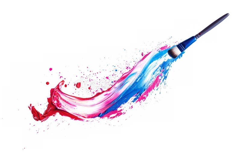 Paintbrush Flicking Vibrant Paint Splashes in a Dynamic Sweeping Motion ...