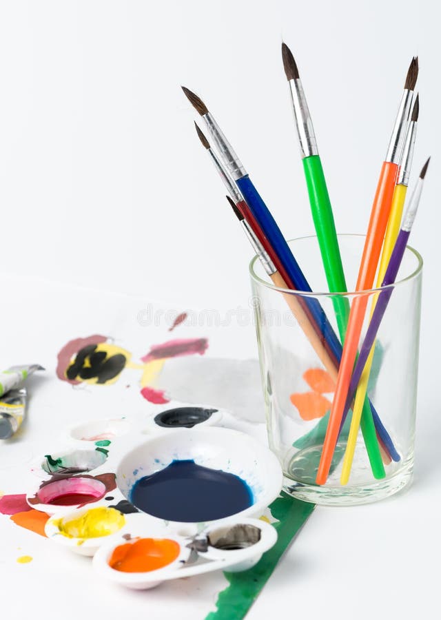 Paintbrush in Glass Isolated Stock Photo - Image of artistic ...