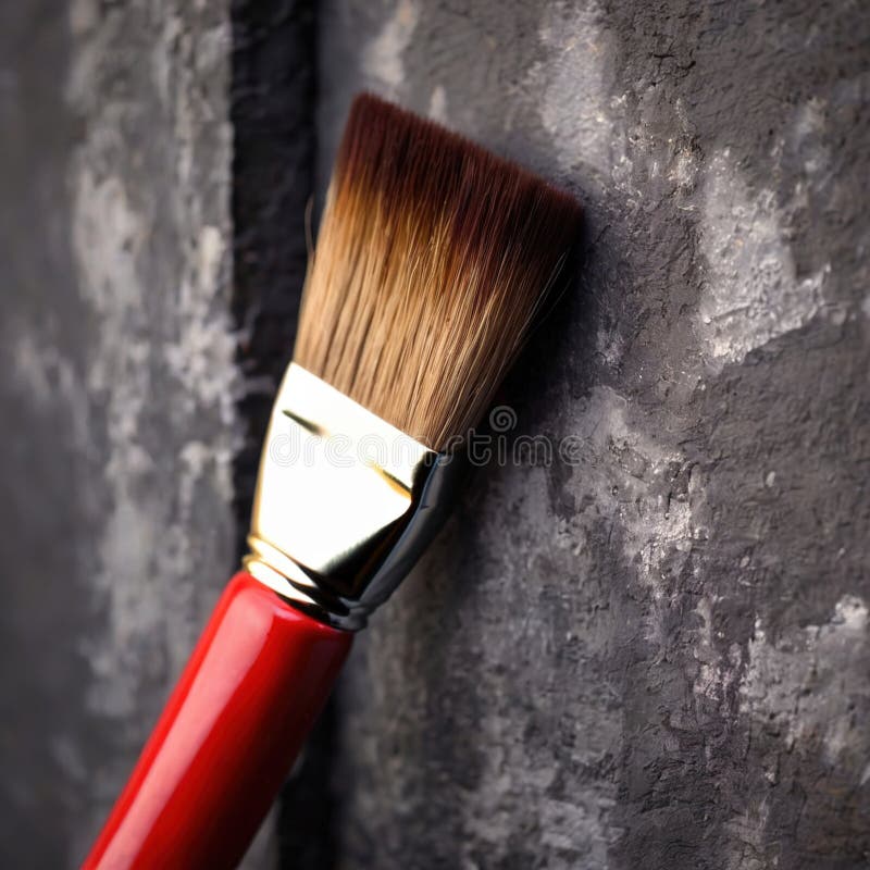 Paintbrush on Grey Wall Color Design Concept Stock Illustration ...