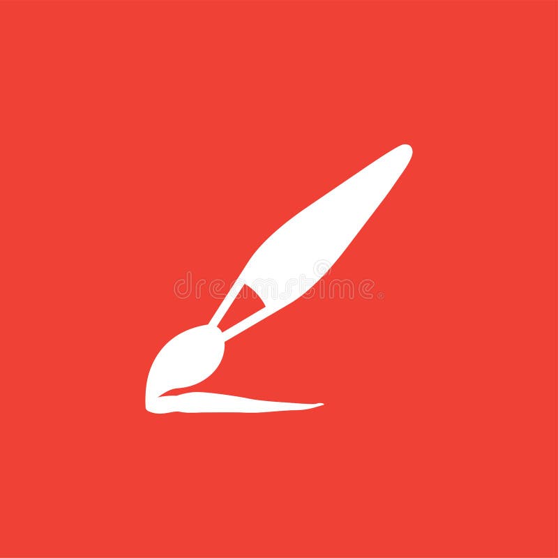Paintbrush Icon on Red Background. Red Flat Style Vector Illustration ...
