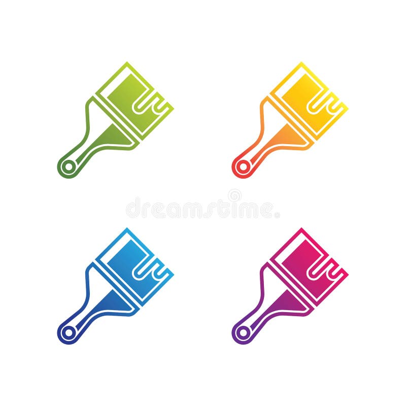 Paintbrush icon set stock vector. Illustration of painter - 236708751