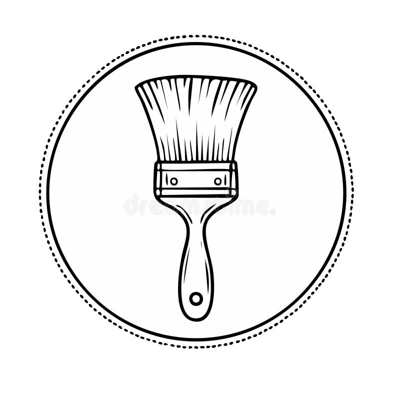 Paintbrush Line Art Icon in a Circular Frame Simple Black and White ...