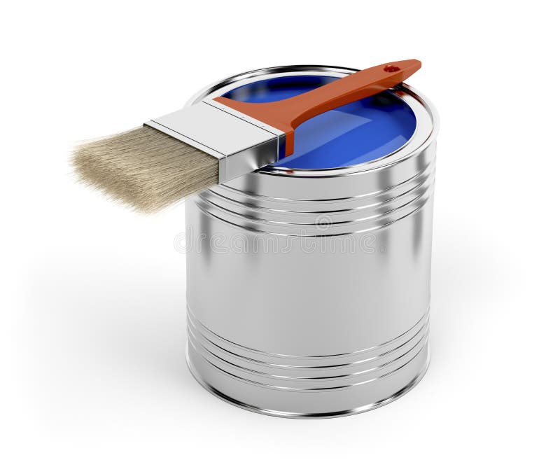 Paintbrush and paint can stock illustration. Illustration of canister ...