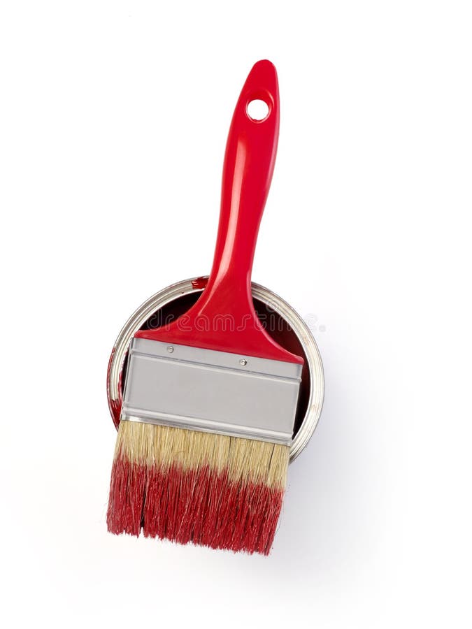 Paintbrush and paint can stock photo. Image of white - 53680276