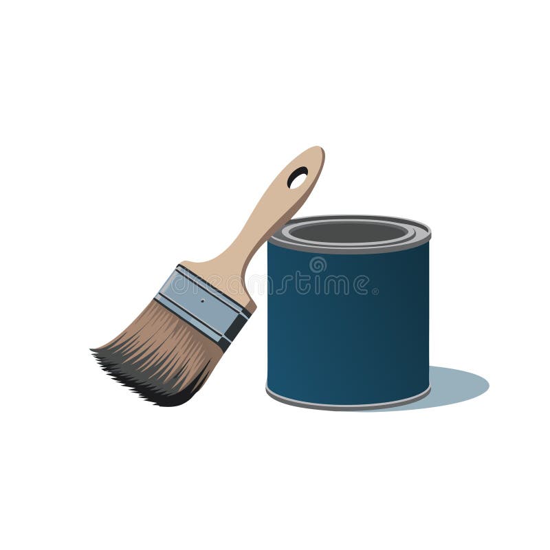 Paintbrush and Paint Can Vector Illustration for DIY Home Renovation ...