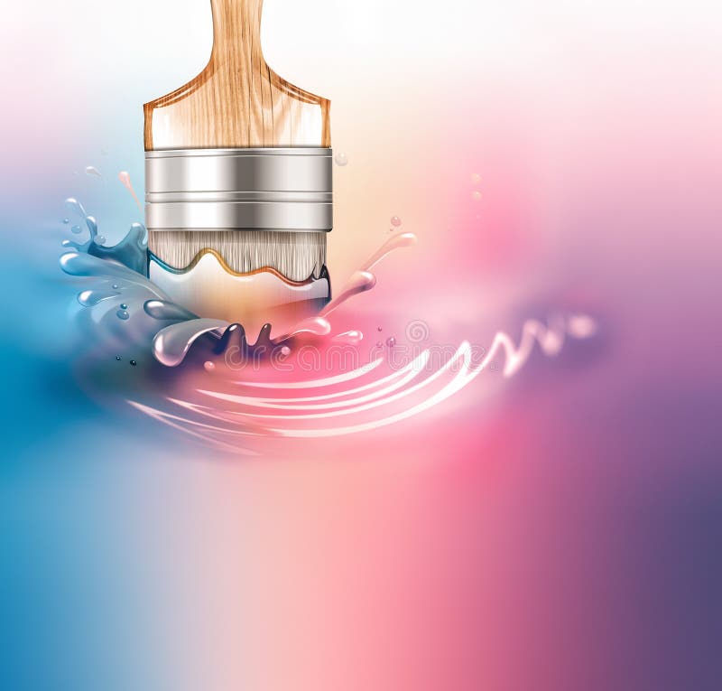 Paintbrush in a Paint Splash Stock Illustration - Illustration of drop ...