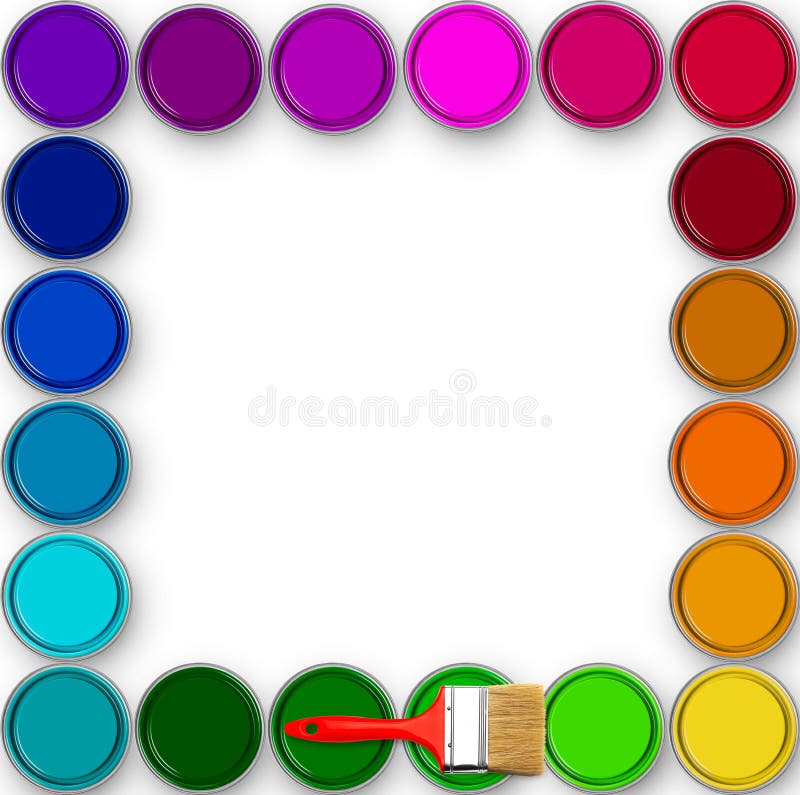 Paintbrush on paint tins stock photo. Image of magenta - 53799842